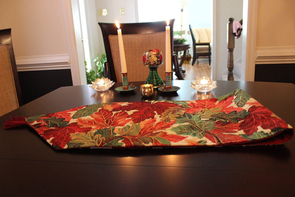 Tache Warm Colorful Thanksgiving Leaves Fall Foliage Tapestry Table Ru