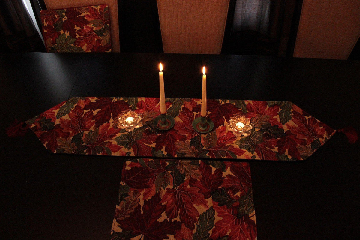 Tache Warm Colorful Thanksgiving Leaves Fall Foliage Tapestry Table Ru