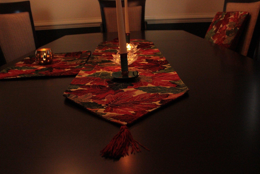 Tache Warm Colorful Thanksgiving Leaves Fall Foliage Tapestry Table Ru